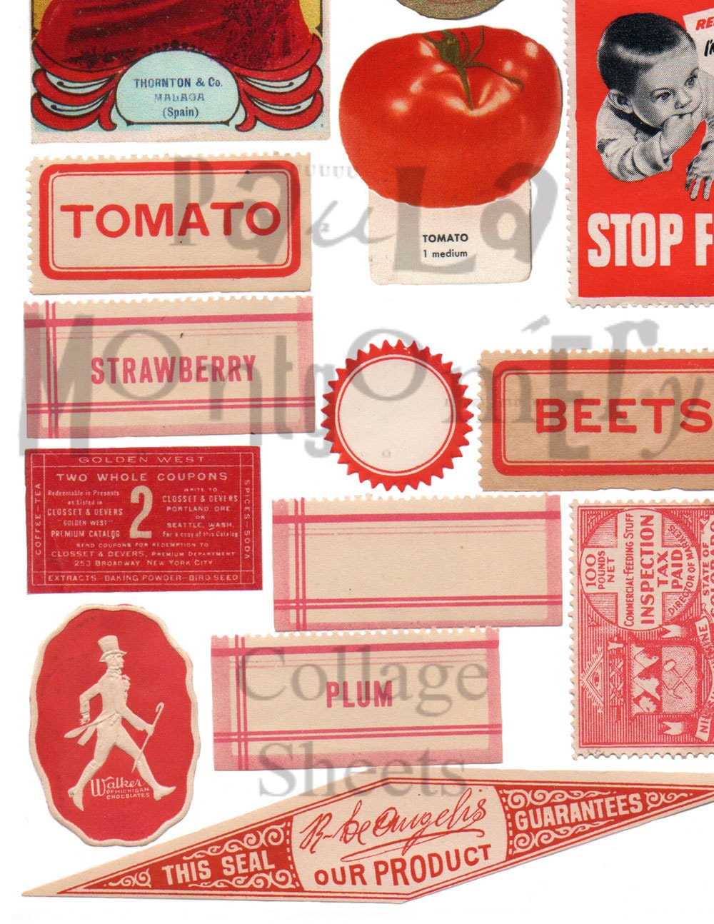 Red Stuff Number 1 Digital Download Collage Sheet - Etsy
