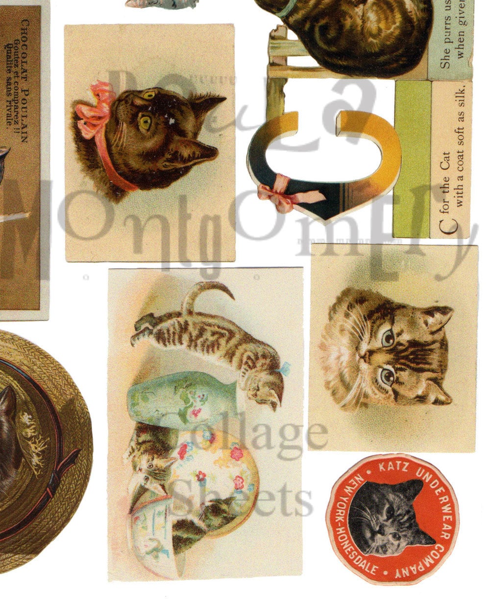 Vintage Cat Stuff Number 3 Digital Download Collage Sheet - Etsy
