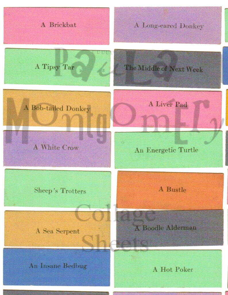 Strange British Colored Words Number 2 Digital Download Collage Sheet ...