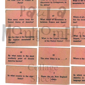 Geography Questions Game Cards Digital Download Collage Sheet - Etsy