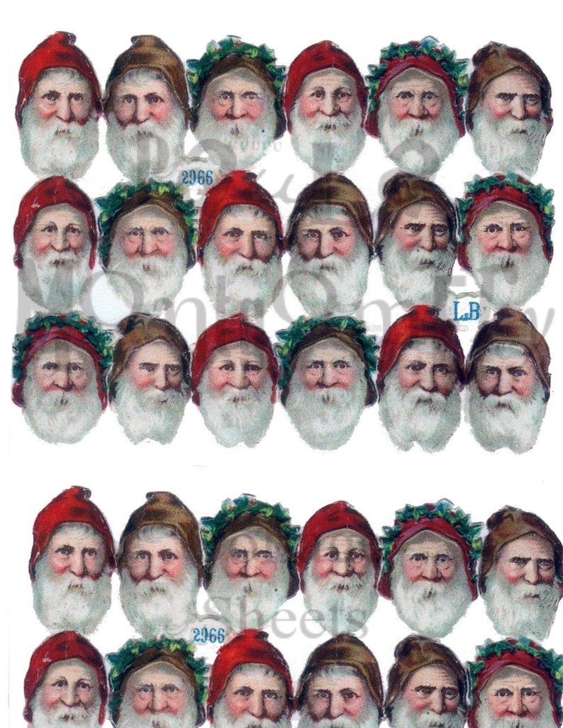 Santa Heads Digital Download Collage Sheet - Etsy