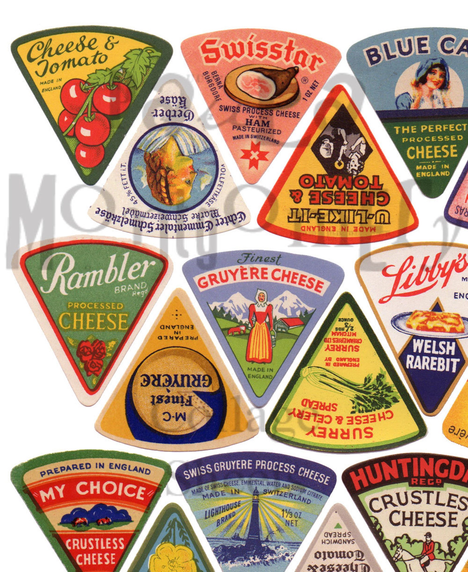 Cheese Labels Digital Download Collage Sheet - Etsy