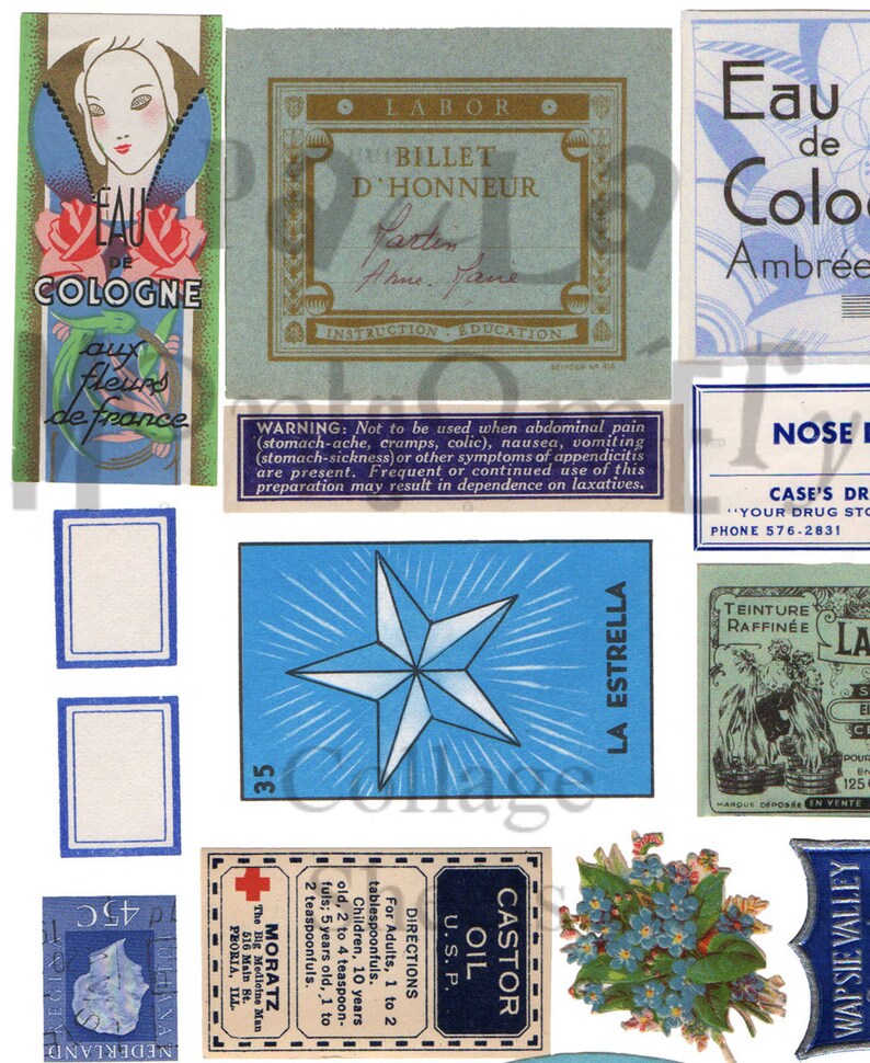 Blue Stuff Number 1 Digital Download Collage Sheet - Etsy