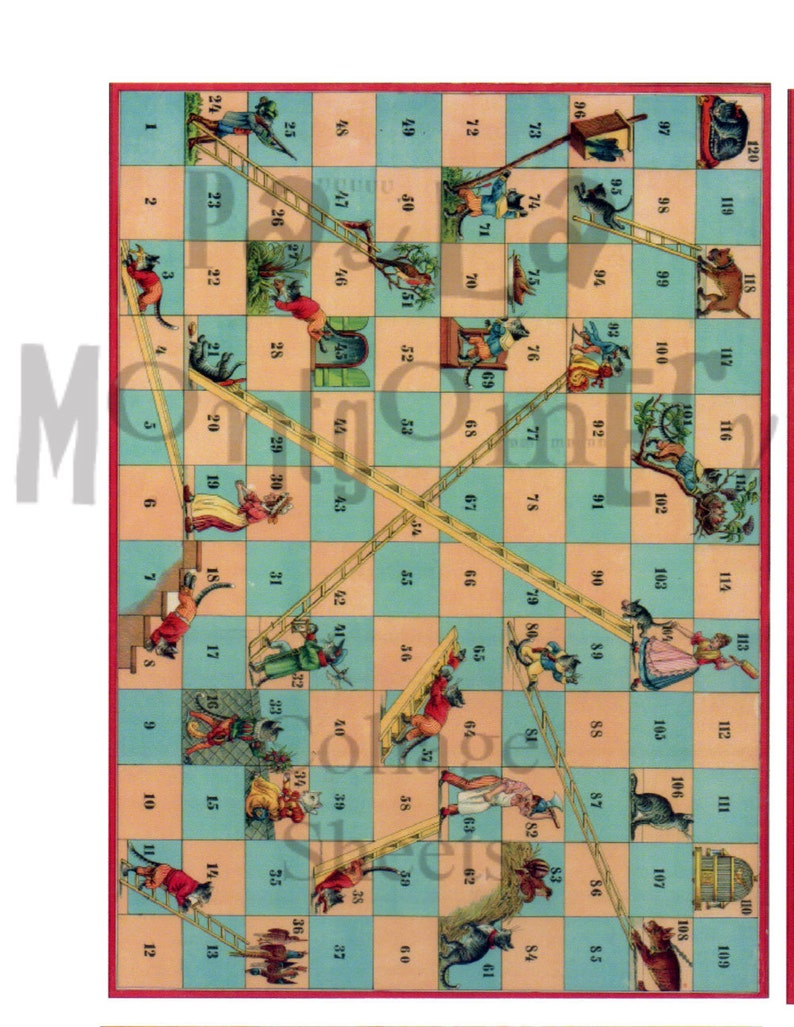 Cats & Ladders French Game Digital Download Collage Sheet - Etsy