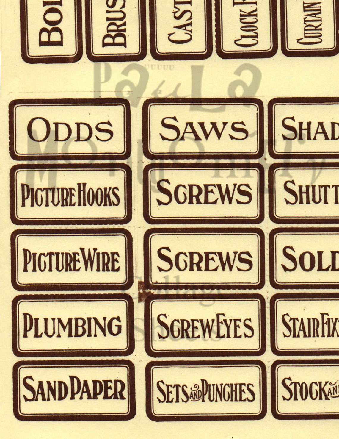 Vintage Hardware Store Drawer Labels Digital Download Collage Sheet - Etsy