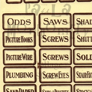 Vintage Hardware Store Drawer Labels Digital Download Collage Sheet - Etsy