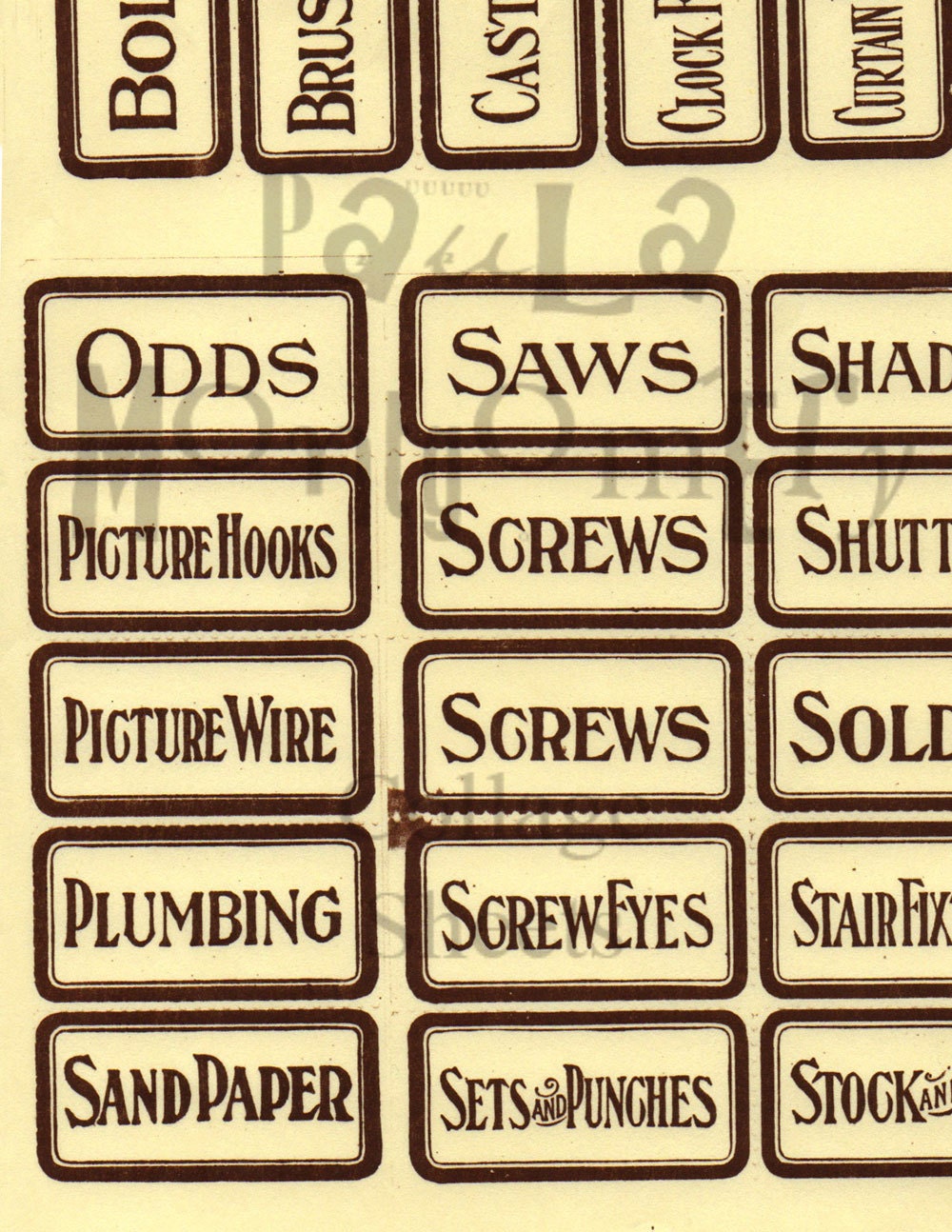 Vintage Hardware Store Drawer Labels Digital Download Collage Sheet - Etsy