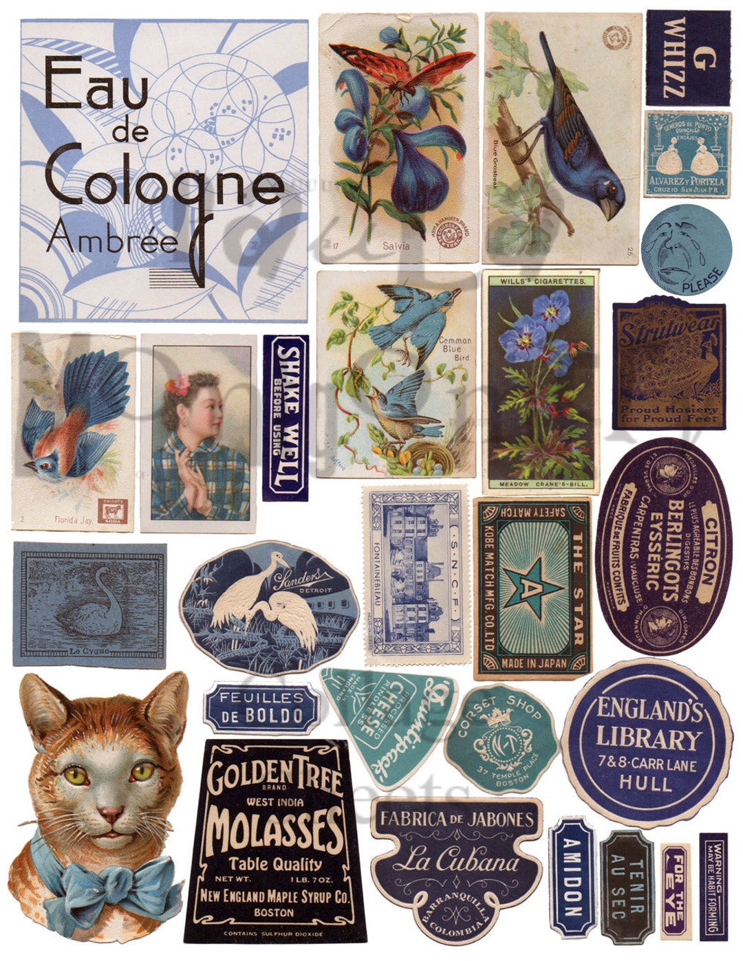 Blue Stuff Number 2 Digital Download Collage Sheet - Etsy