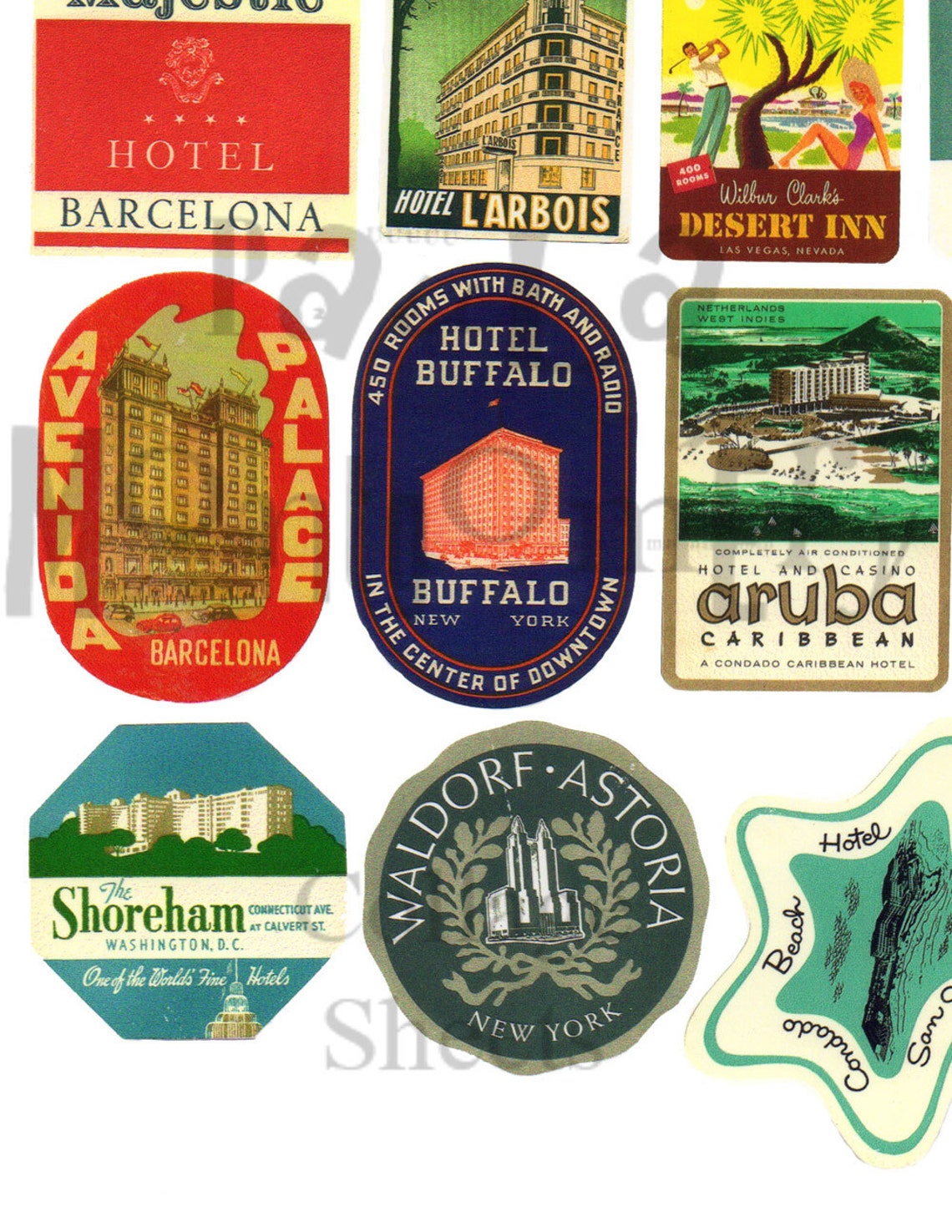 Vintage Travel Stickers Digital Download Collage Sheet - Etsy