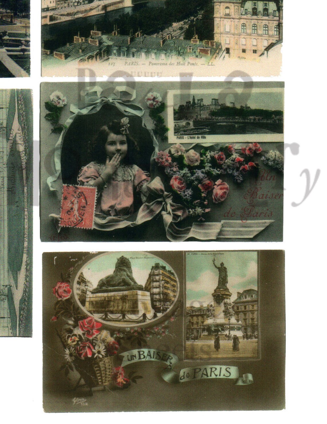 Vintage Paris Souvenir Postcards Number 2 Digital Download Collage ...