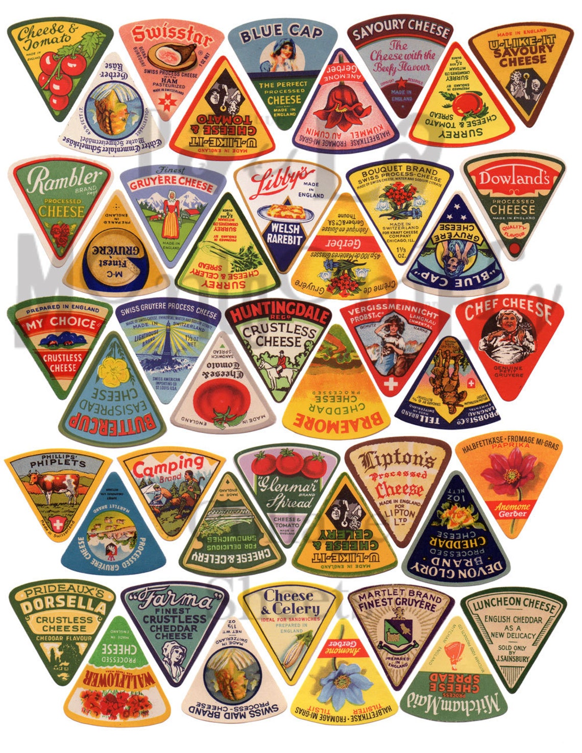 Cheese Labels Digital Download Collage Sheet - Etsy UK