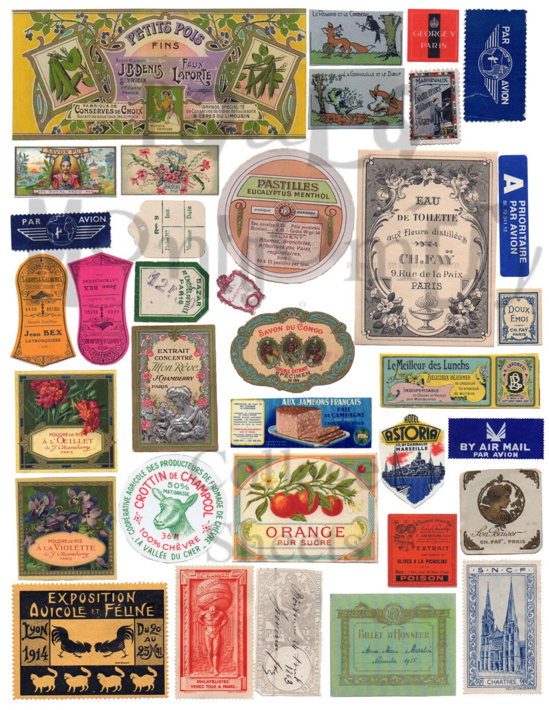 French Stuff Number 1 Digital Download Collage Sheet - Etsy