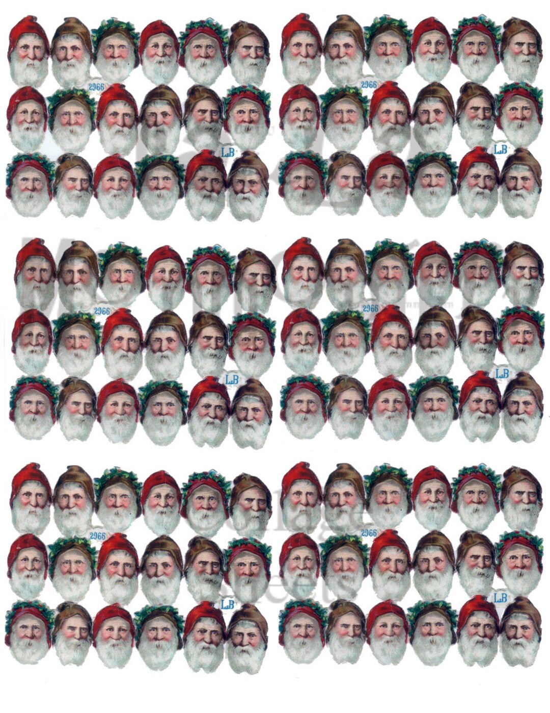 Santa Heads Digital Download Collage Sheet - Etsy