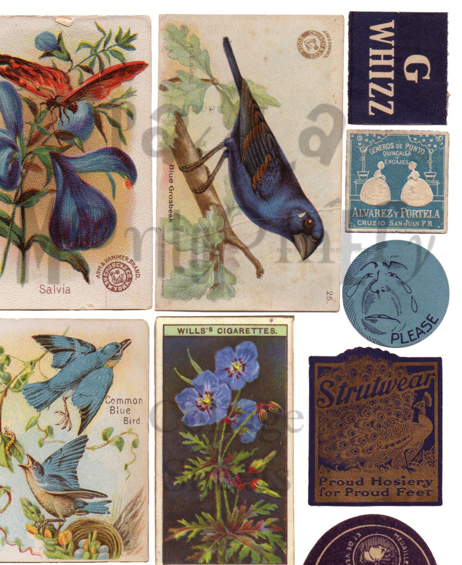 Blue Stuff Number 2 Digital Download Collage Sheet - Etsy