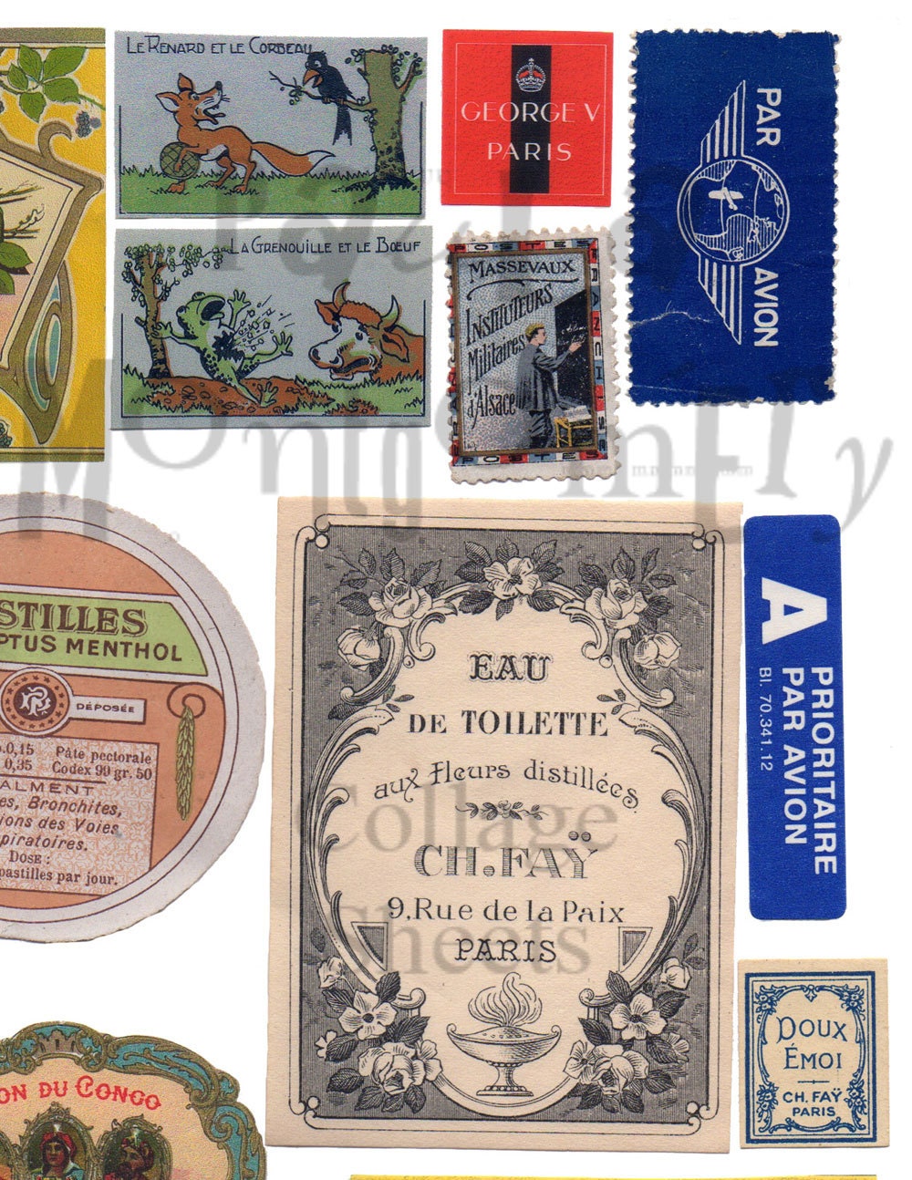 French Stuff Number 1 Digital Download Collage Sheet - Etsy