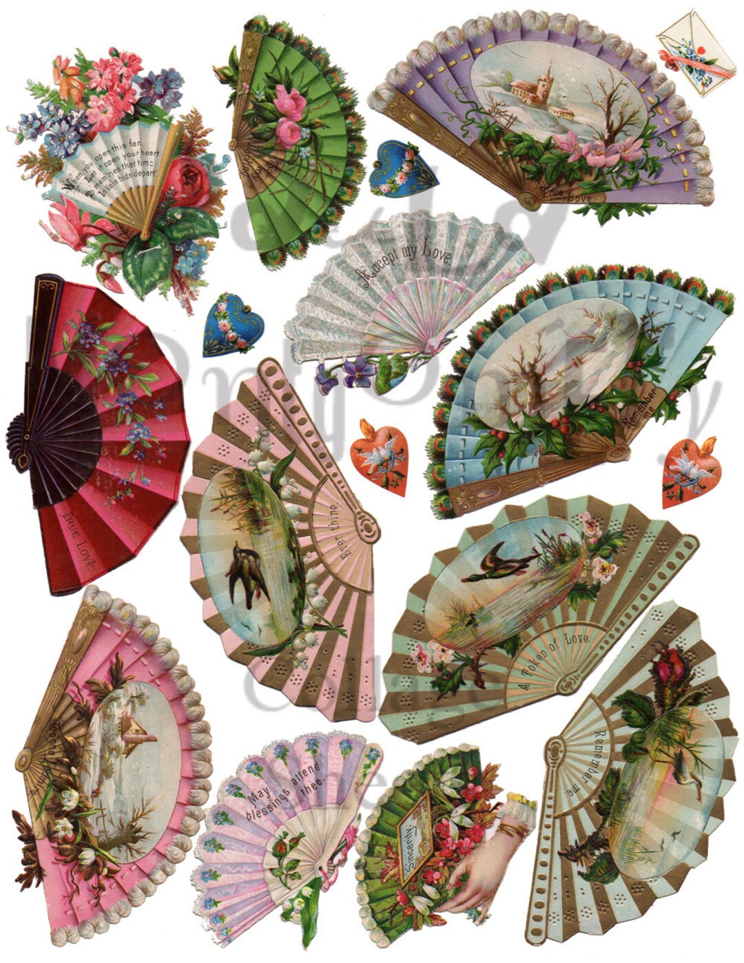 Valentine Fans Digital Download Collage Sheet - Etsy