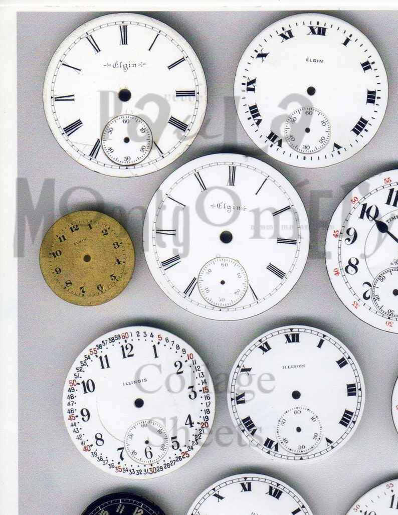 Vintage Watch Faces Digital Download Collage Sheet - Etsy