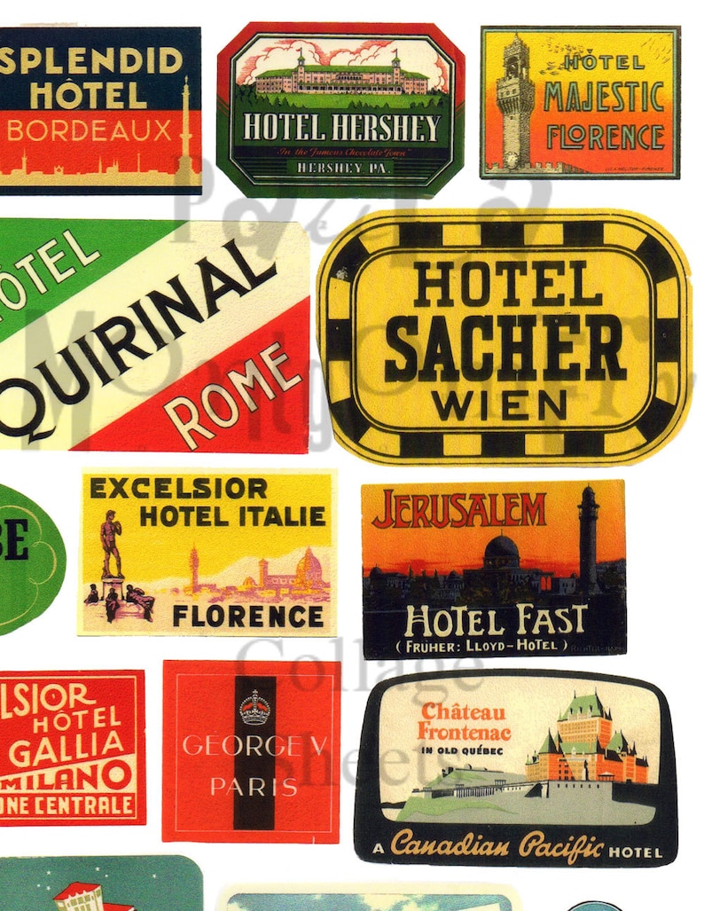Vintage Travel Stickers Digital Download Collage Sheet - Etsy