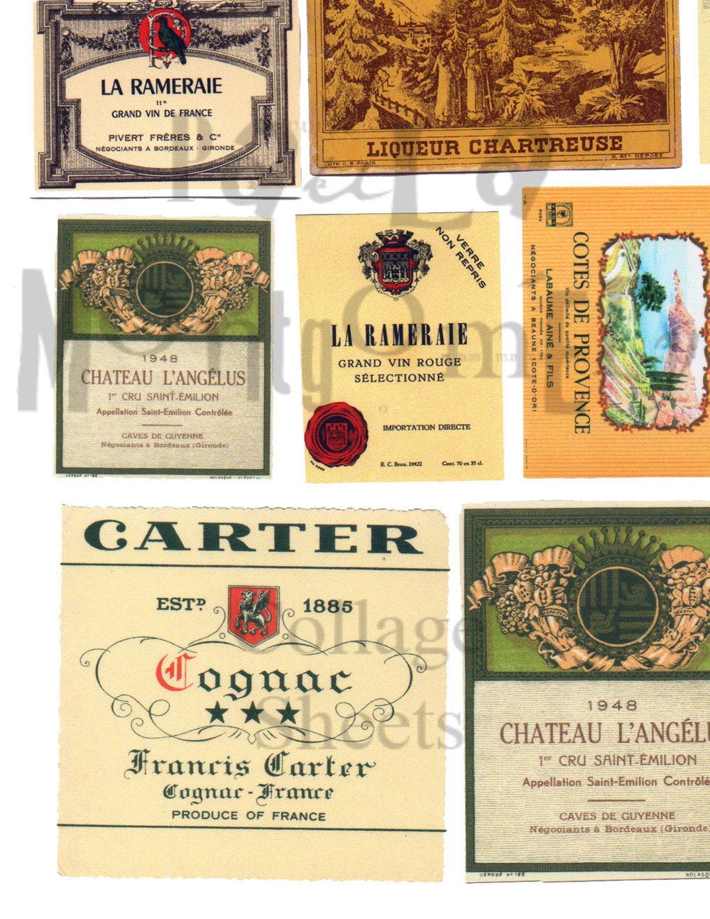 Wine Labels Digital Download Collage Sheet - Etsy