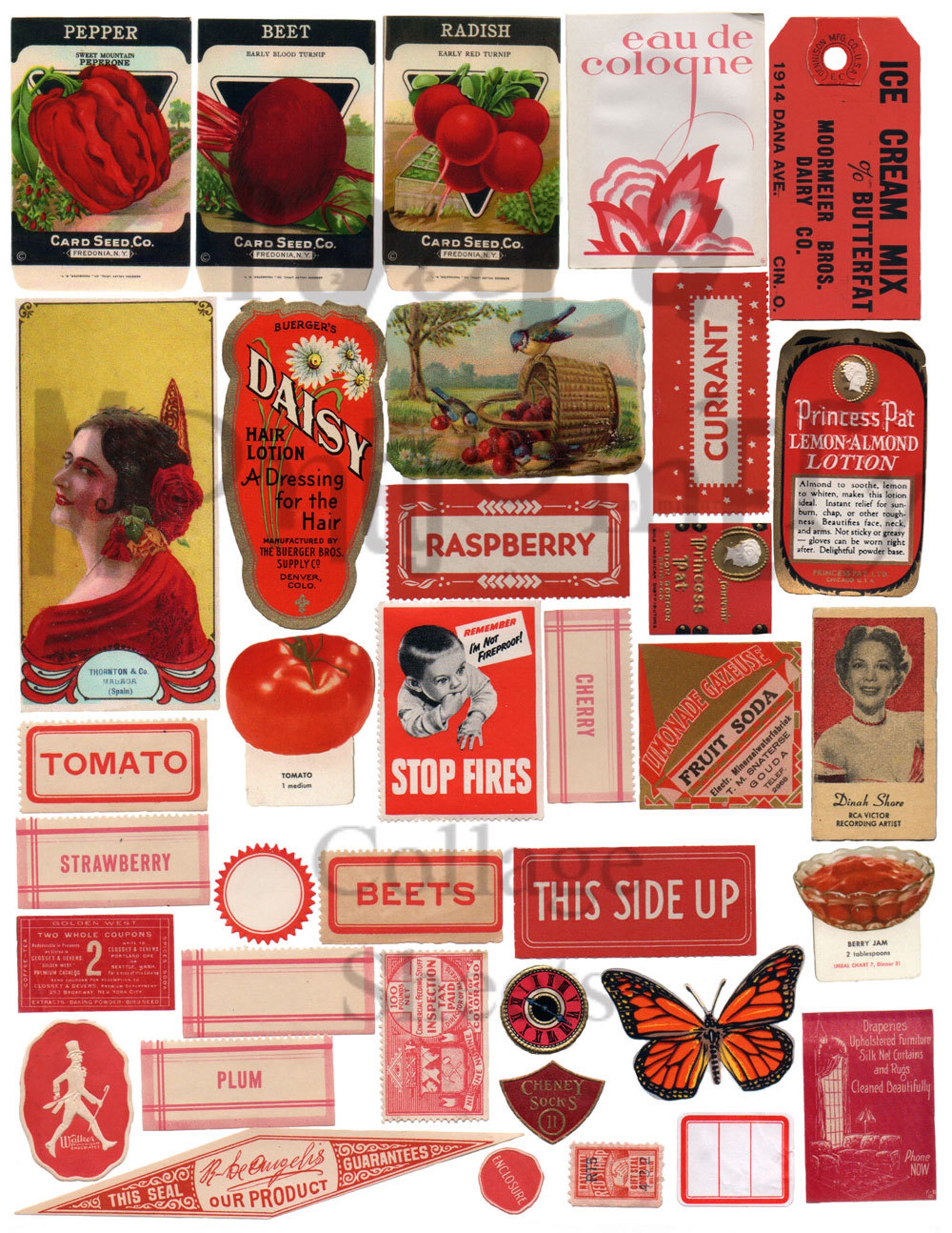 Red Stuff Number 1 Digital Download Collage Sheet - Etsy