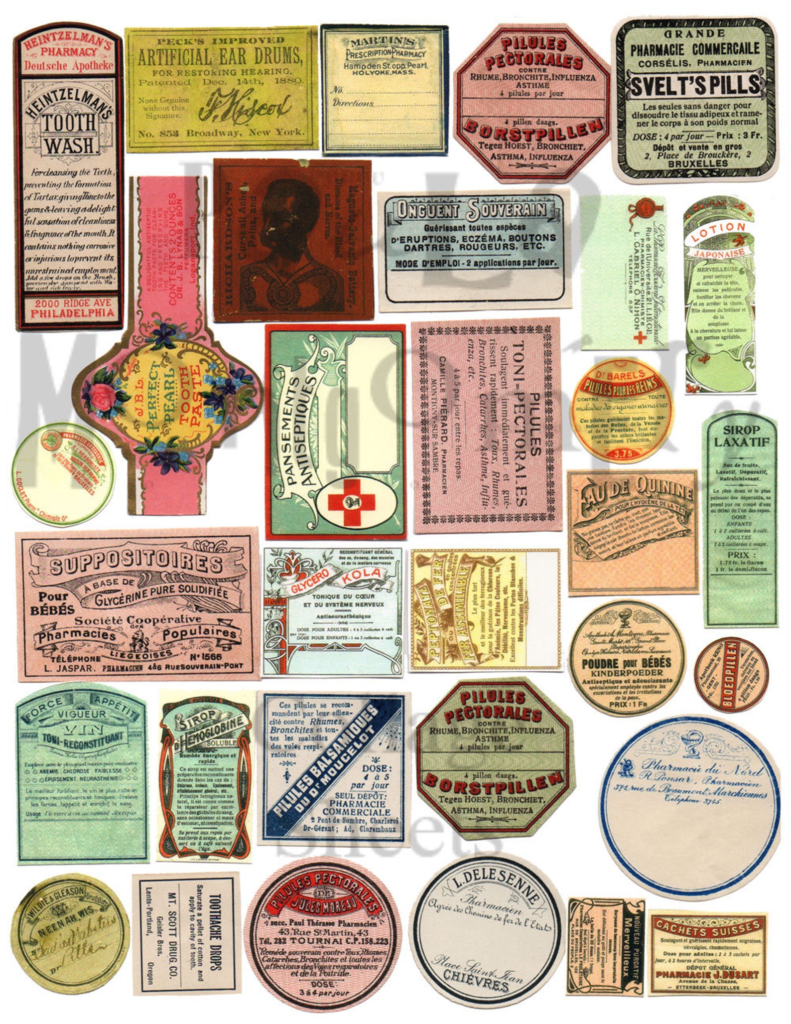 Vintage Medical Labels Number 1 Digital Download Collage Sheet - Etsy
