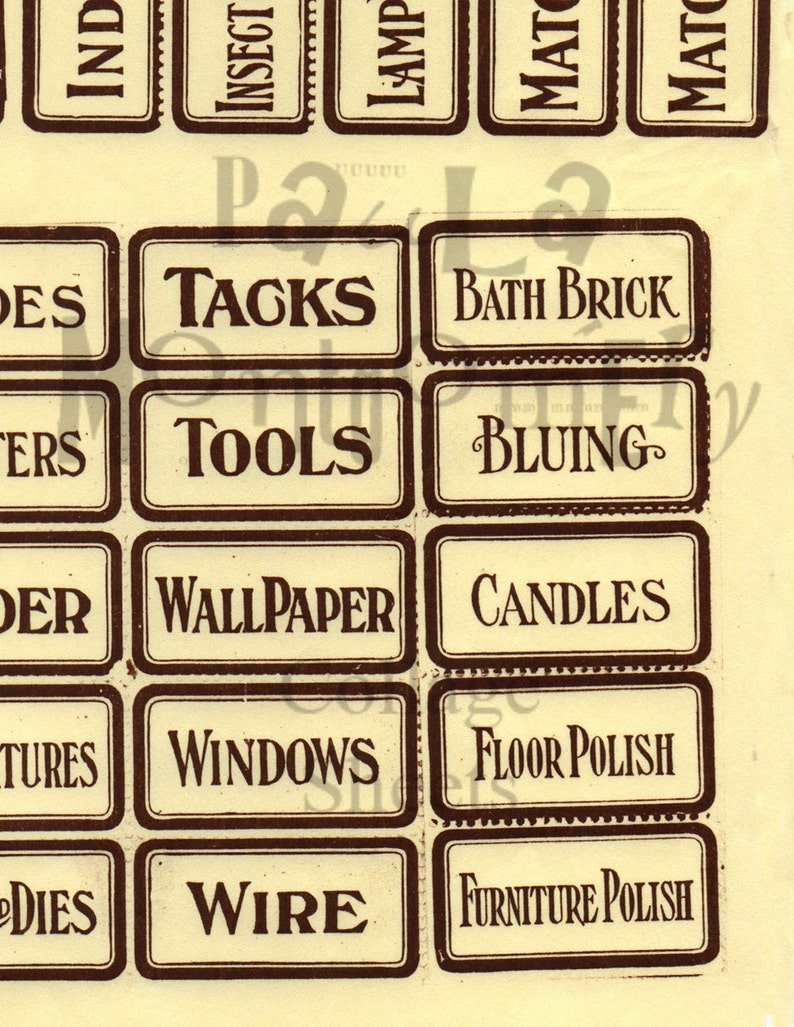 Vintage Hardware Store Drawer Labels Digital Download Collage Sheet - Etsy