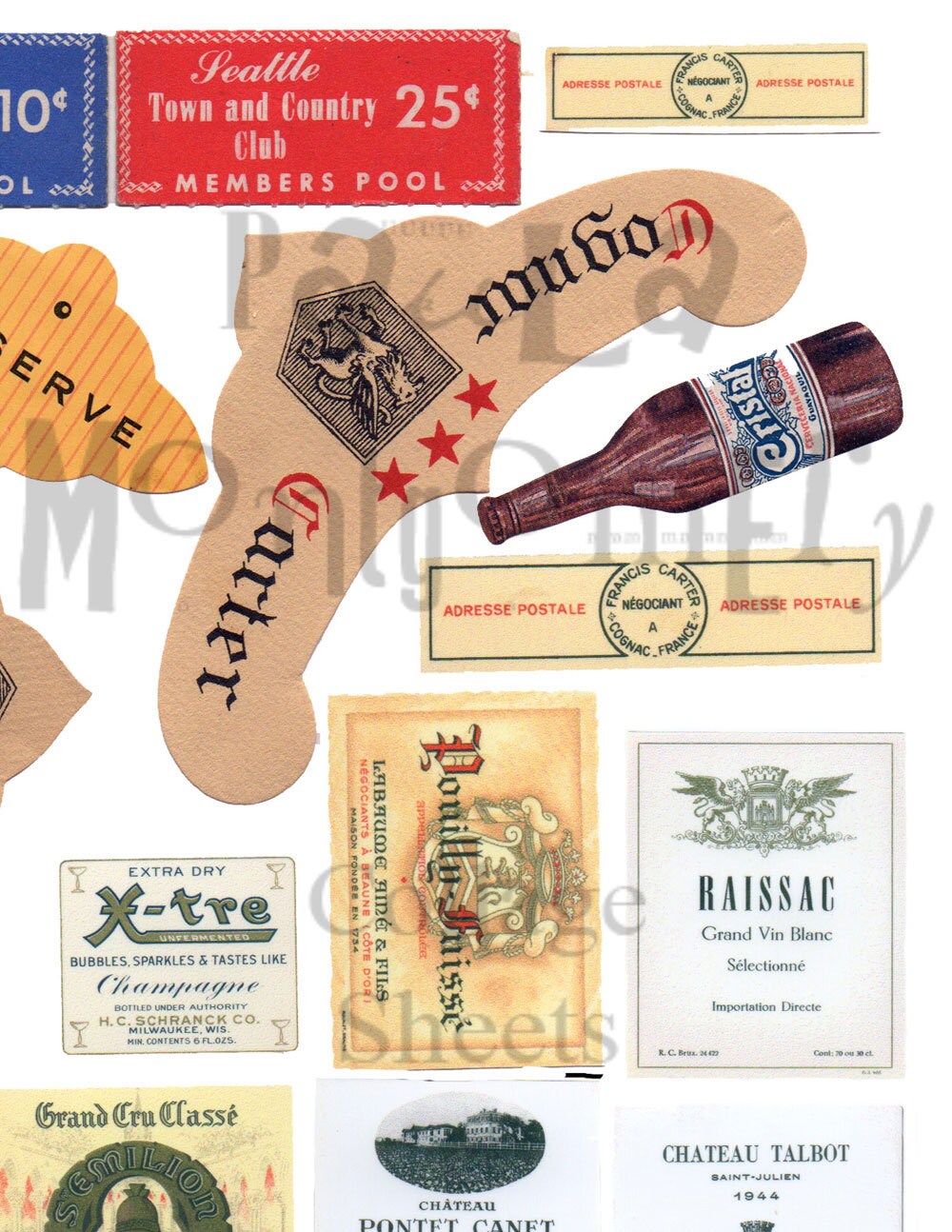Wine Labels Digital Download Collage Sheet - Etsy