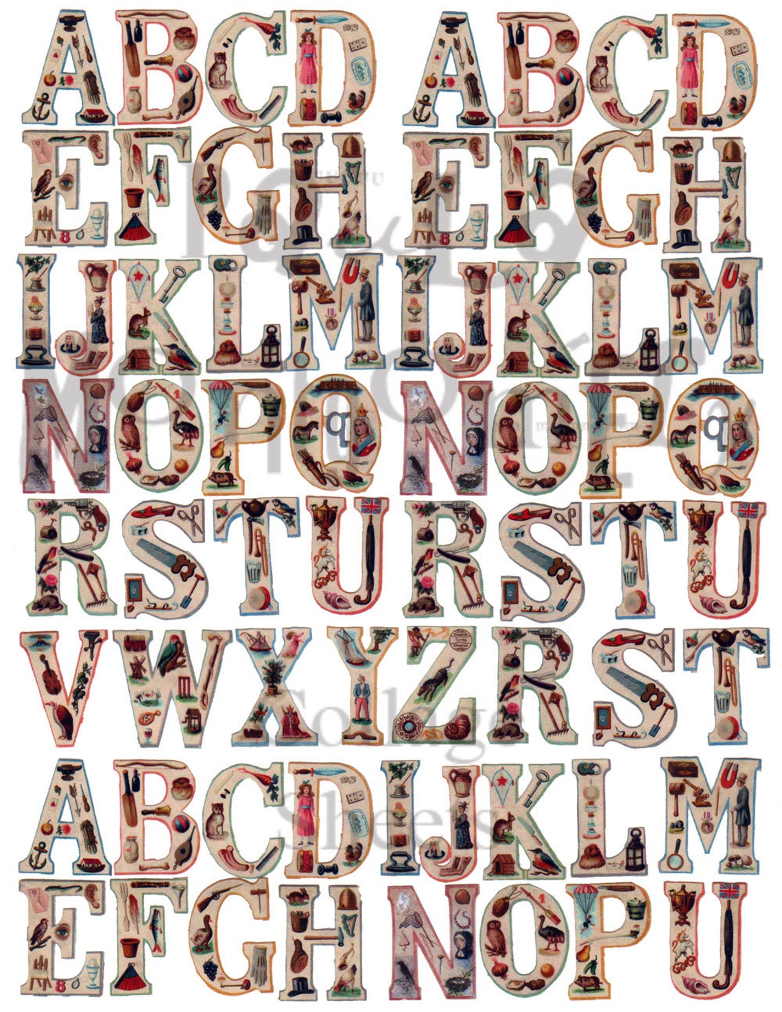 Illustrated Alphabet Digital Download Collage Sheet - Etsy