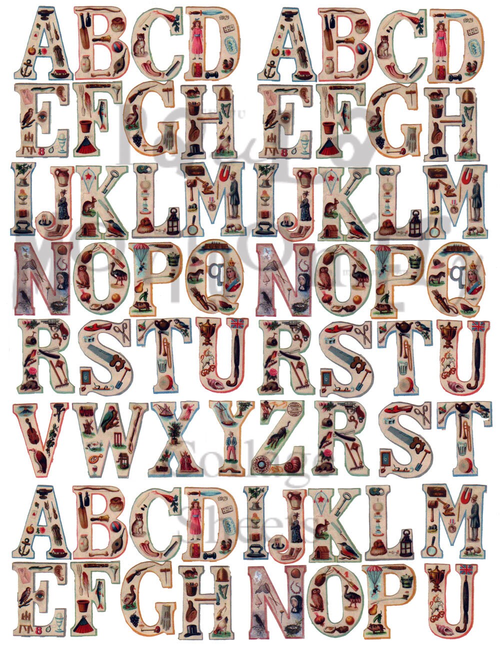 Illustrated Alphabet Digital Download Collage Sheet - Etsy