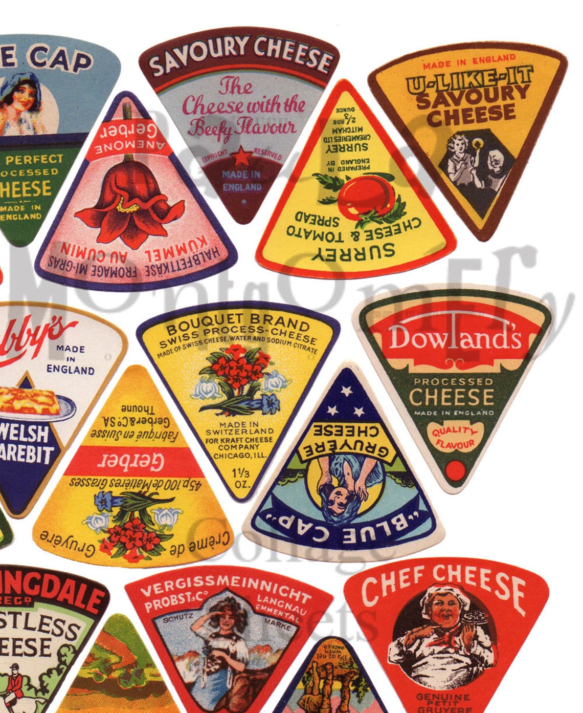 Cheese Labels Digital Download Collage Sheet - Etsy