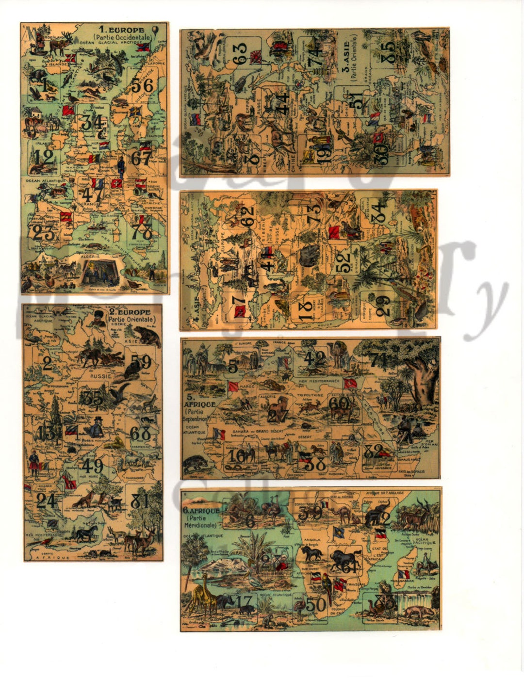 French Game Maps 1-6 Digital Download Collage Sheet - Etsy