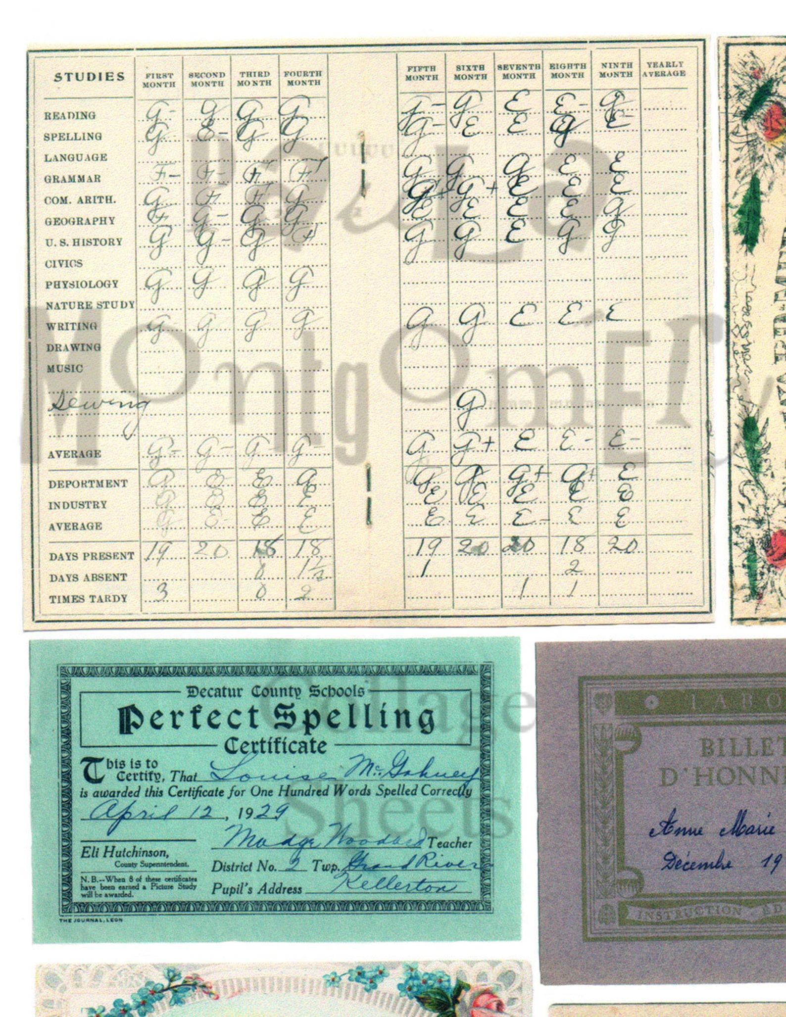 Vintage School School Stuff #1 Digital Download Collage Sheet - Etsy