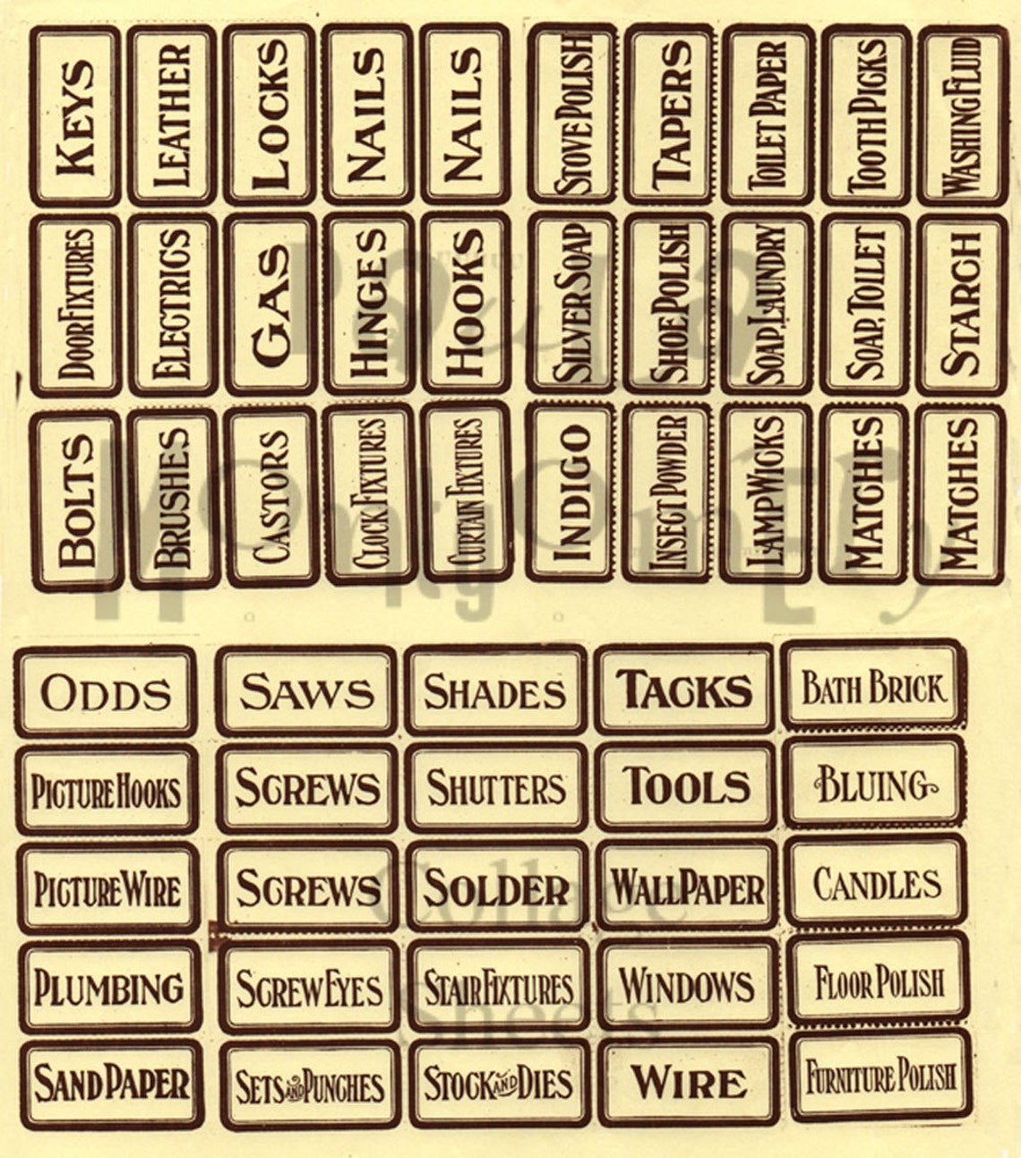 Vintage Hardware Store Drawer Labels Digital Download Collage Sheet - Etsy