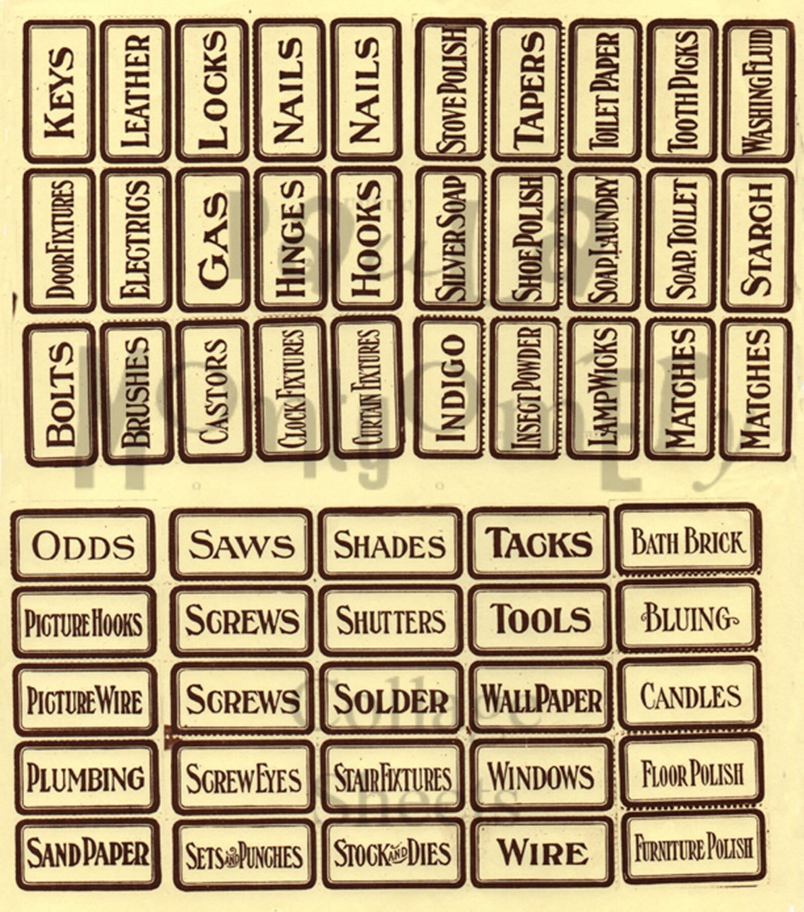 Vintage Hardware Store Drawer Labels Digital Download Collage Sheet - Etsy
