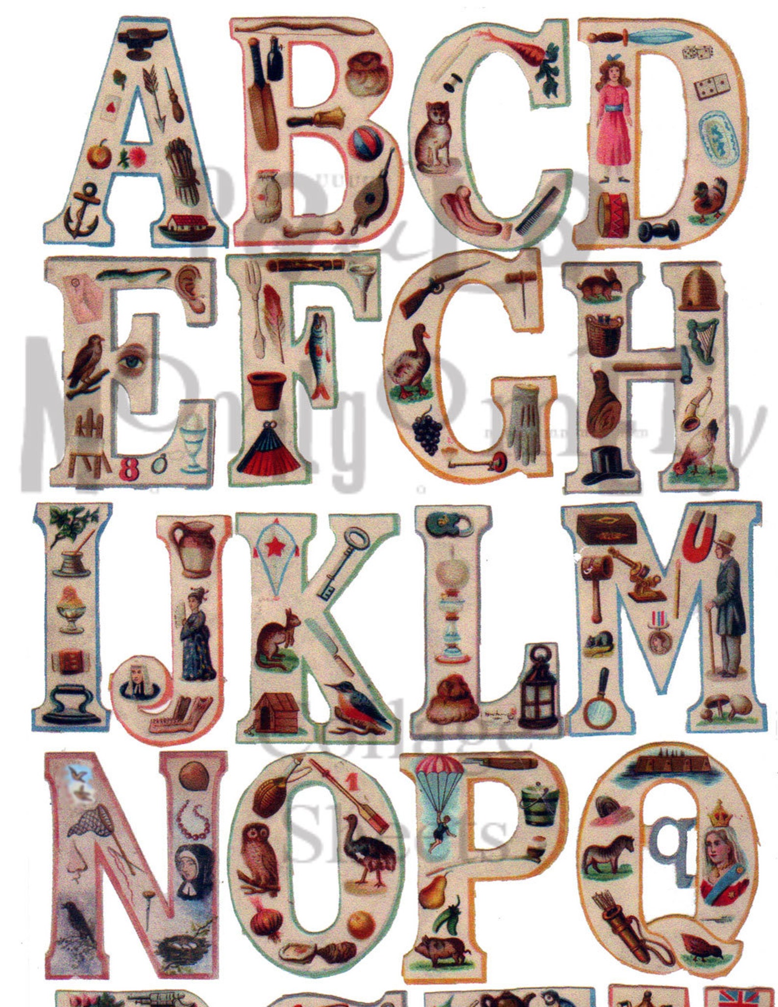 Illustrated Alphabet Digital Download Collage Sheet - Etsy