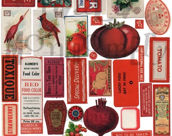 Red Stuff Number 1 Digital Download Collage Sheet | Etsy