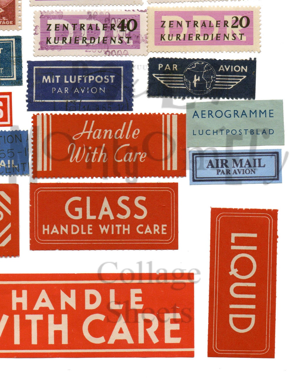 Envelope Markings Labels Digital Download Collage Sheet - Etsy