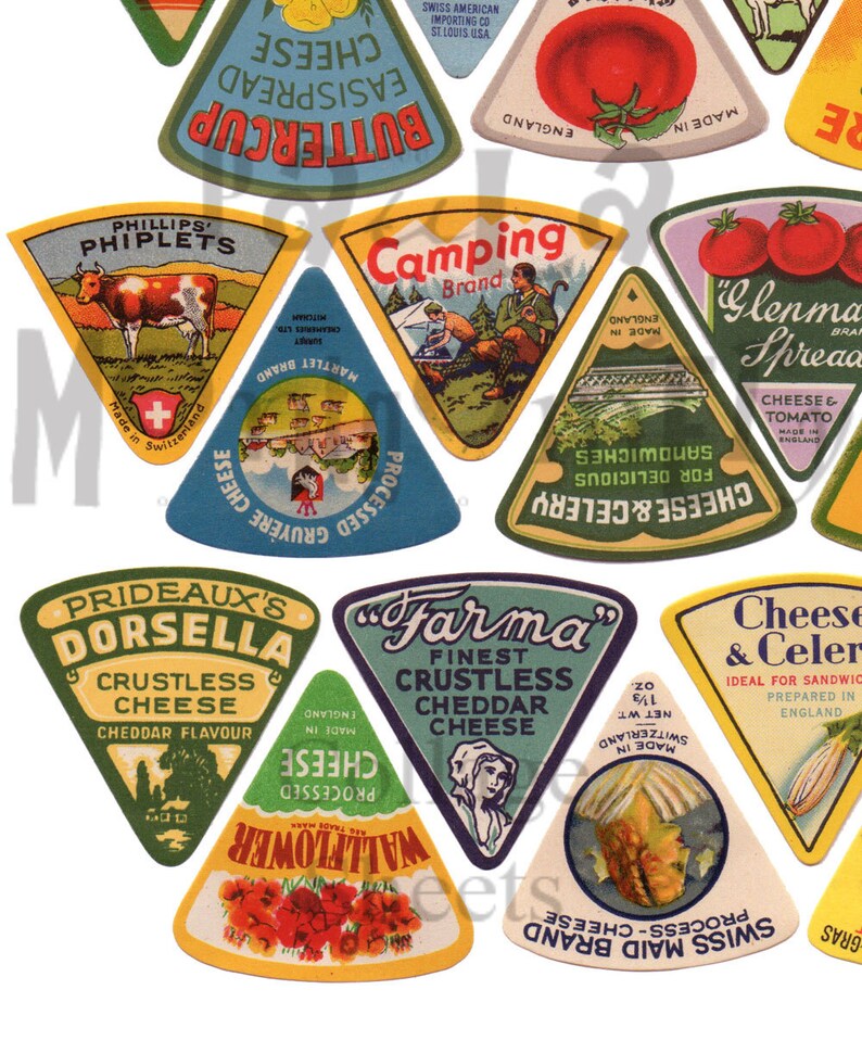 Cheese Labels Digital Download Collage Sheet - Etsy