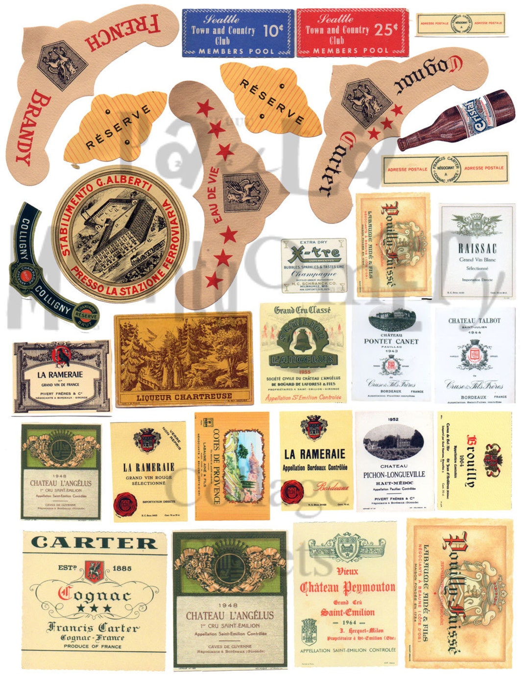 Wine Labels Digital Download Collage Sheet - Etsy
