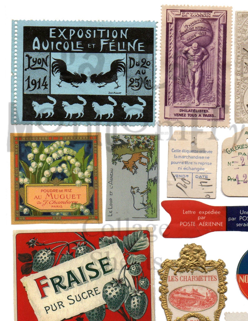 French Stuff Number 2 Digital Download Collage Sheet - Etsy