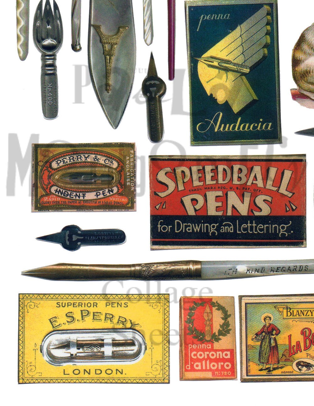 Pen & Ink Stuff Number 1 Digital Download Collage Sheet - Etsy