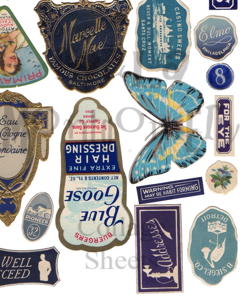 Blue Stuff Number 1 Digital Download Collage Sheet - Etsy