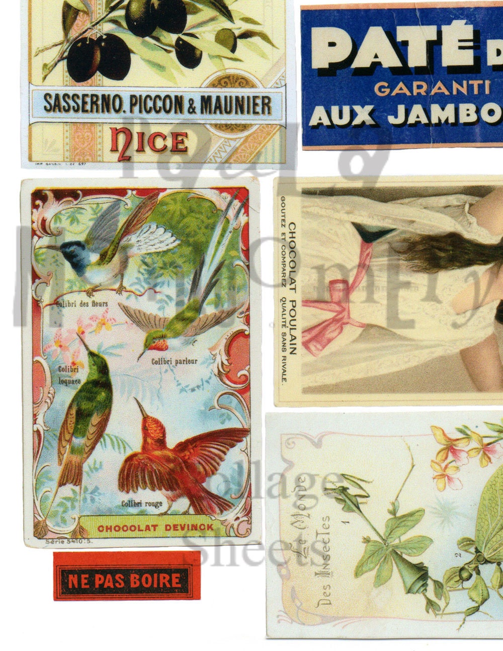 French Stuff Number 4 Digital Download Collage Sheet - Etsy