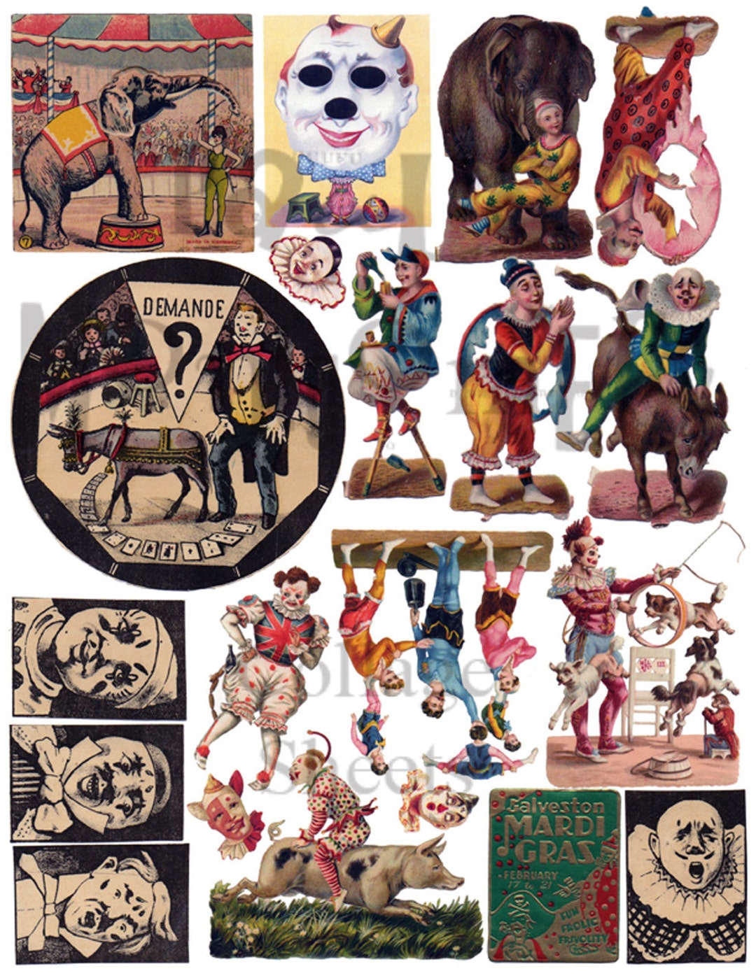 Circus Stuff #4 Digital Download Collage Sheet - Etsy