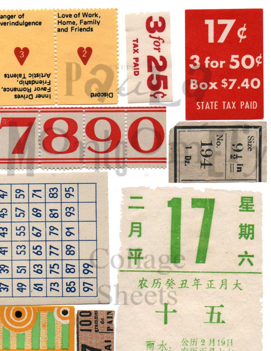 Vintage Numbers Digital Download Collage Sheet - Etsy