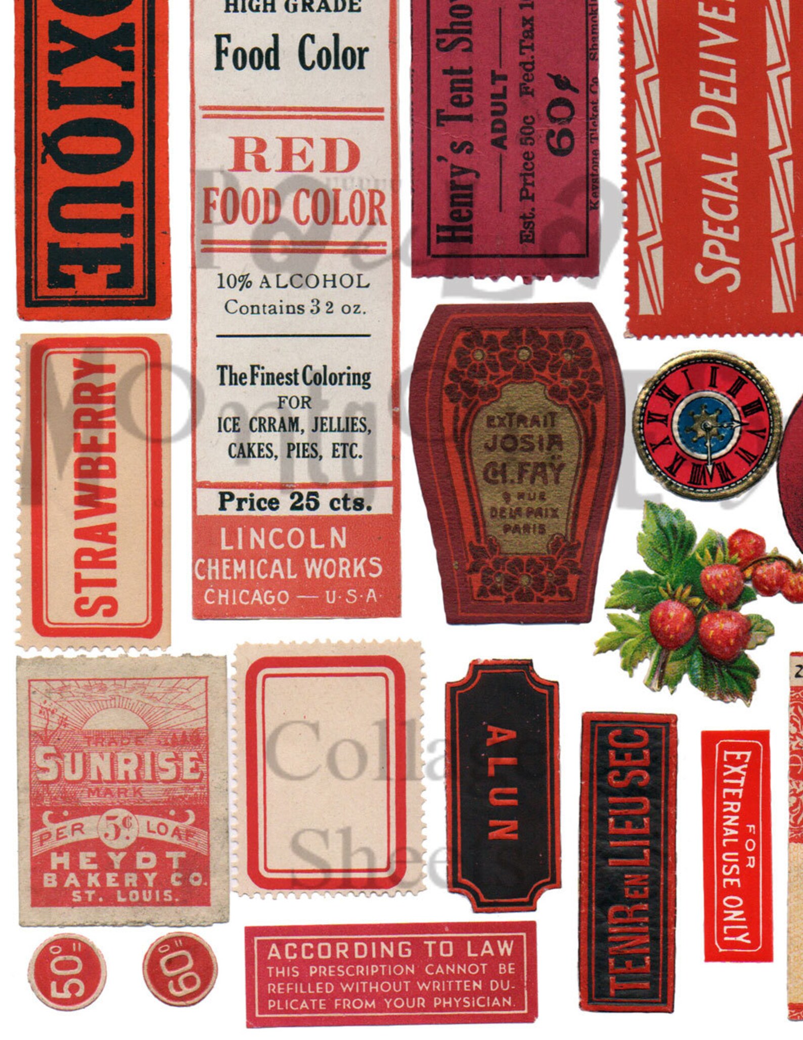 Red Stuff Number 2 Digital Download Collage Sheet - Etsy