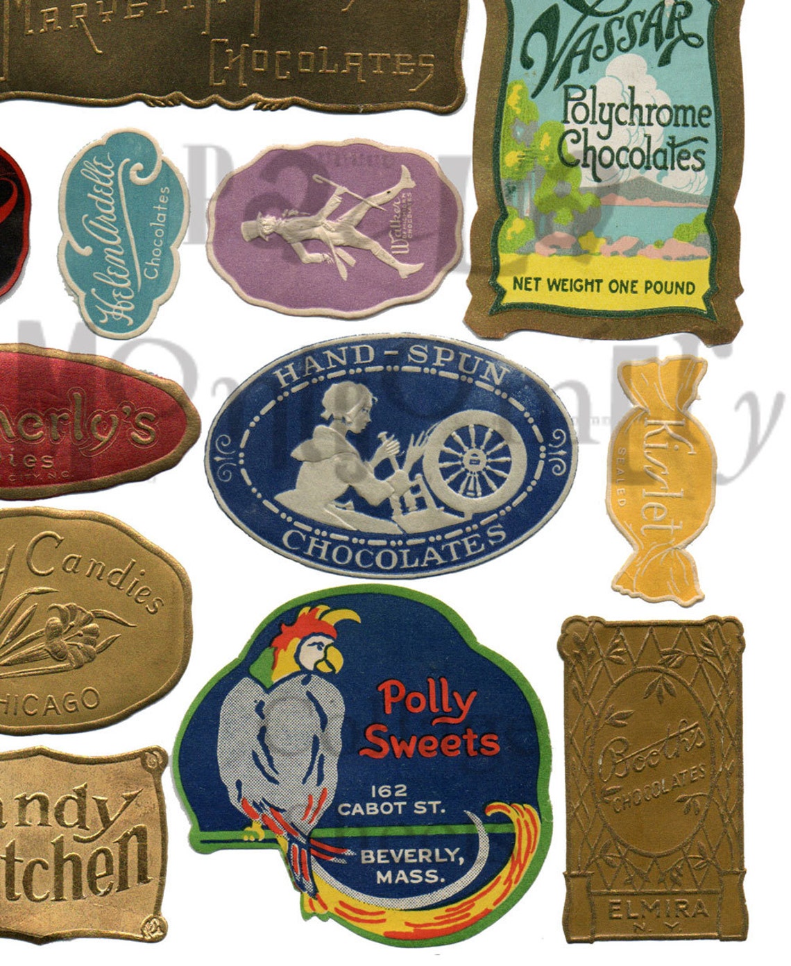 Vintage Chocolate Labels Digital Download Collage Sheet - Etsy