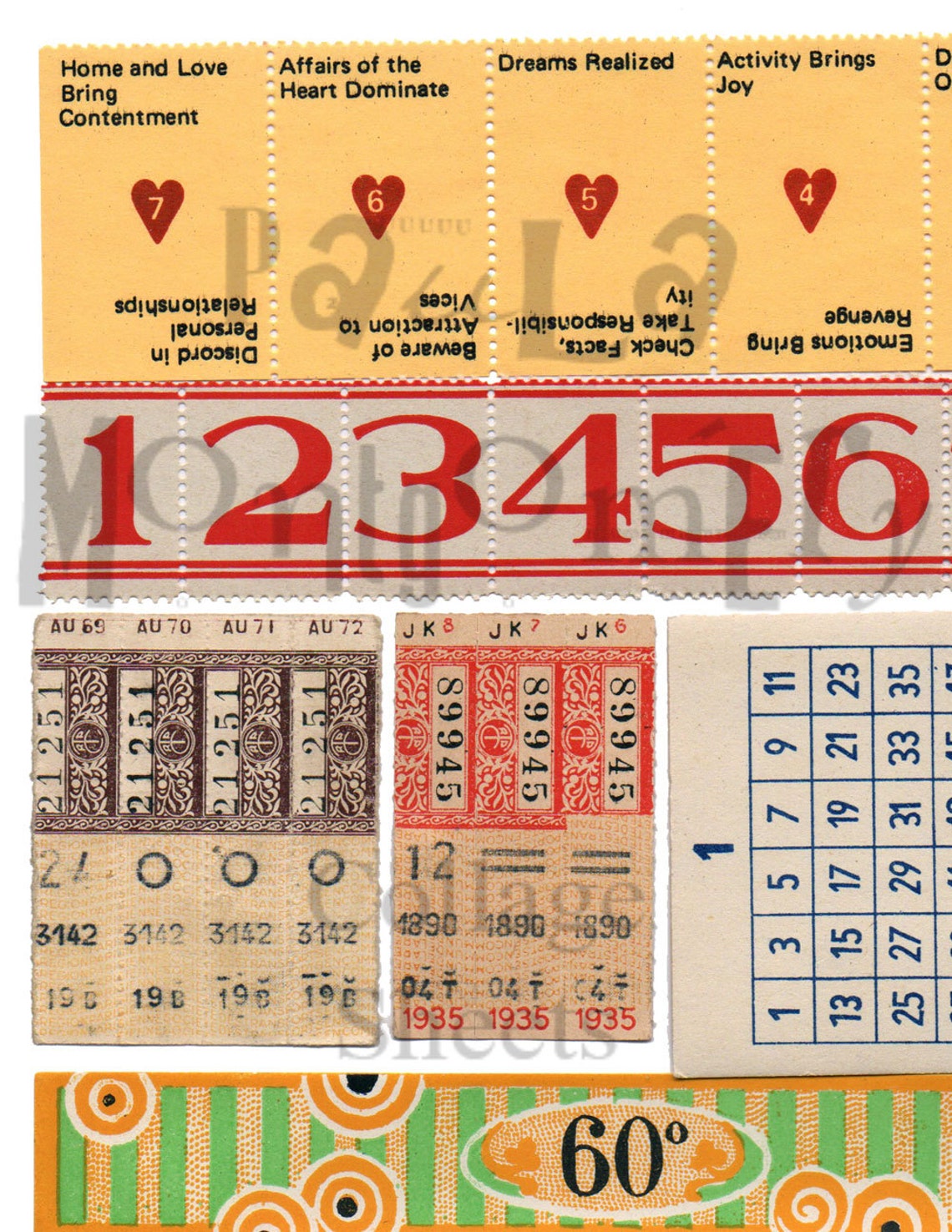 Vintage Numbers Digital Download Collage Sheet - Etsy
