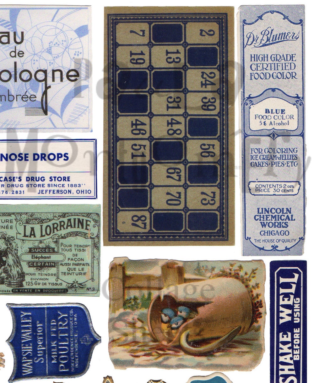 Blue Stuff Number 1 Digital Download Collage Sheet - Etsy