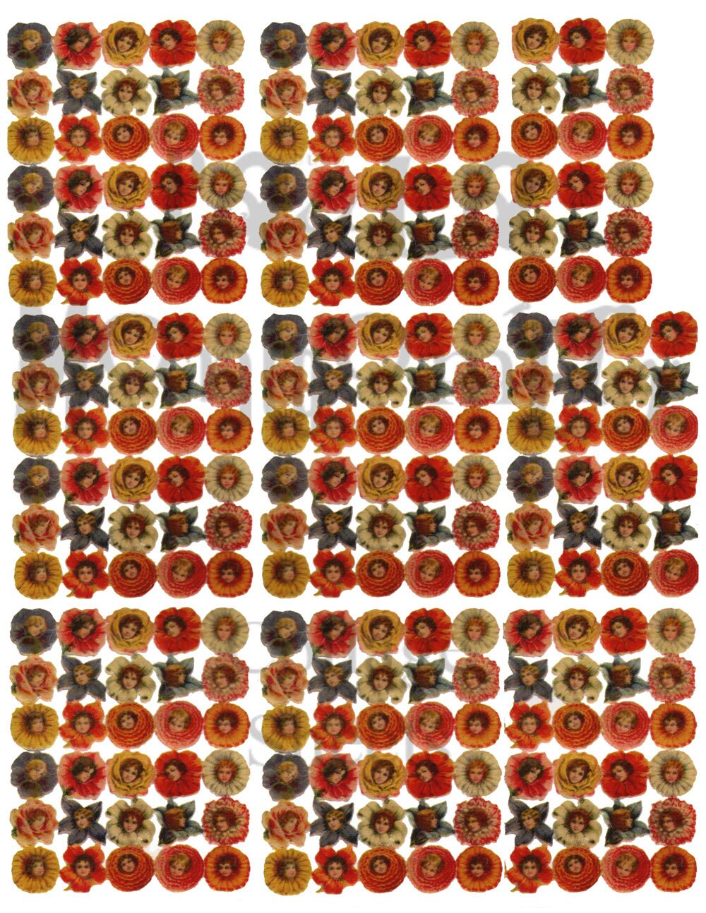 Flowers With Faces Digital Download Collage Sheet - Etsy